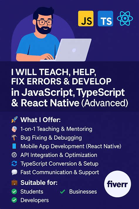 Teach Help Error Develop In Javascript Typescript Advance React Native By Alideploy Fiverr