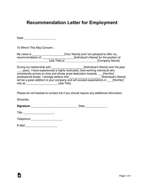Employee Recommendation Letter Template Sample Template Samples