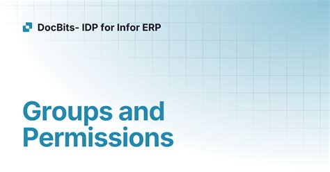 Groups And Permissions Docbits Idp For Infor Erp