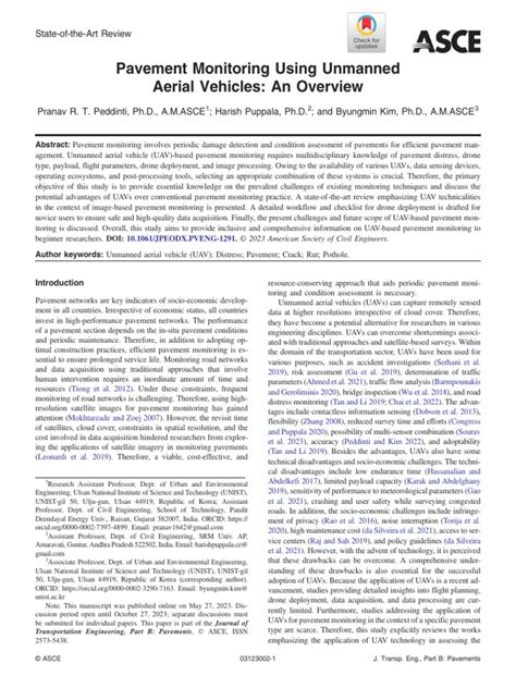 Peddinti Et Al Pavement Monitoring Using Unmanned Aerial Vehicles An Overview Pdf Road