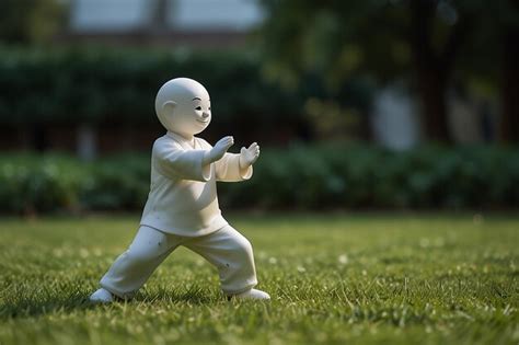 Premium Photo Cartoon Character Tai Chi Graceful Moves On Grass