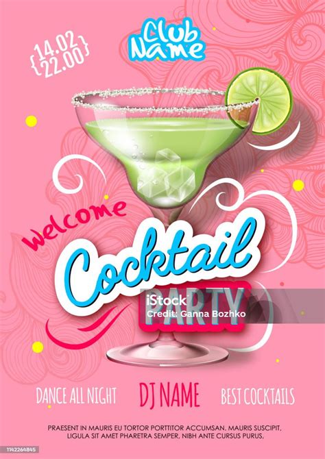 Cocktail Party Poster In Eclectic Modern Style Realistic Cocktail Stock Illustration Download