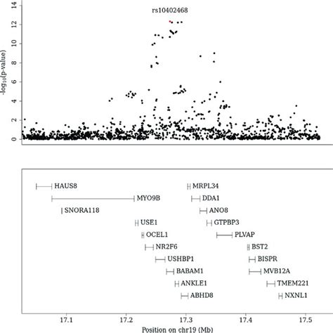 Regional Plot Meta Analysis For Chr22 As The Meta Analysis Contains Download Scientific