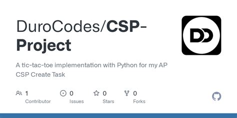 GitHub DuroCodes CSP Project A Tic Tac Toe Implementation With Python For My AP CSP Create Task