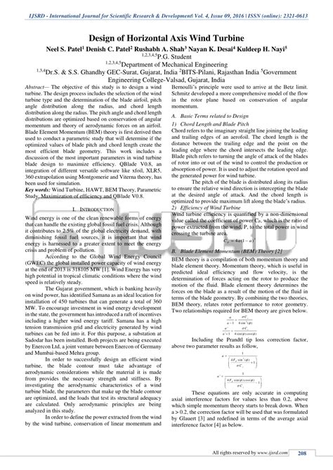 PDF Design Of Horizontal Axis Wind Turbine