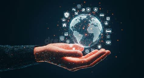 Global Protection And Security Hands Carefully Holding A Globe Surrounded By Protective Icons