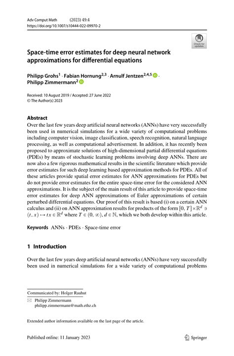 pdf space time error estimates for deep neural network approximations
