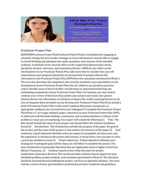 Practicum Project Plan Docx Healthcare Industry Industries