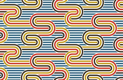 꼬인 선 벡터 추상 기하학적 패턴 줄무늬 직조 광학 미로 웹 네트워크가 있는 선형 원활한 배경 프리미엄 벡터