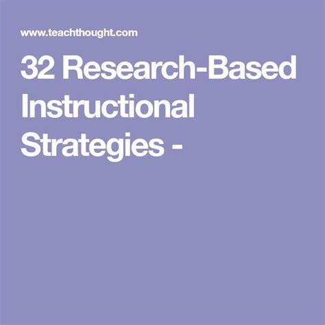 32 Research Based Instructional Strategies