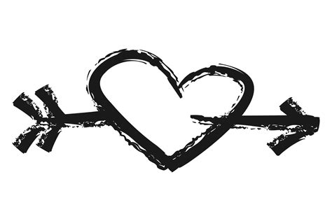 Heart With Arrow In Grunge Brush Stroke Graphic By Ladadikart · Creative Fabrica
