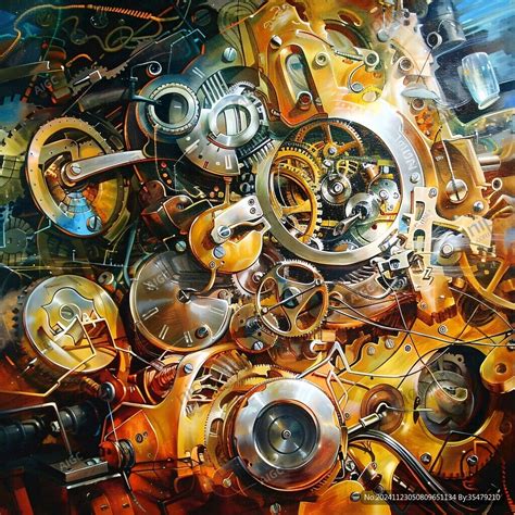 Ai创作图工业产品油画 工业装饰画 工业画 工业抽象画 废旧金属创作 工业时代艺术背景 唯美工业素材 凌乱金属配件 金属质感画 汽车零件封面 齿轮艺术品 工业题材装饰 蒸汽朋克艺术 工业艺术品