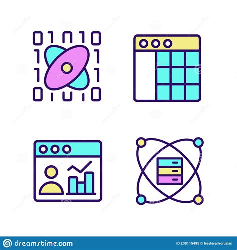Science Data Mining Rgb Color Pixel Perfect Icons Set Stock Vector Illustration Of Vector