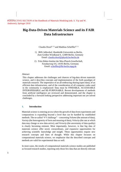 Pdf Big Data Driven Materials Science And Its Fair Data Dokumentips