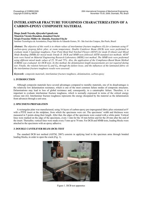 Pdf Interlaminar Fracture Toughness Characterization Of A Carbon Epoxy Composite Material