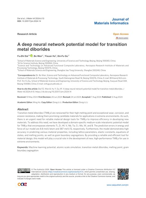Pdf A Deep Neural Network Potential Model For Transition Metal Diborides