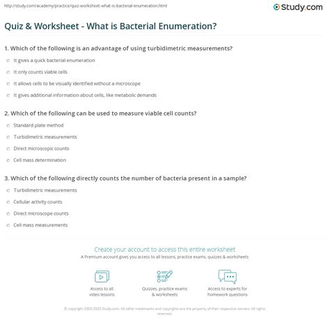 Quiz Worksheet What Is Bacterial Enumeration Study Com