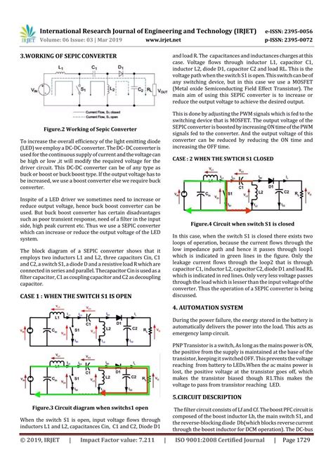 Irjet Design And Implementation Of Single Switch Sepic Converter For Supplying Led Driver