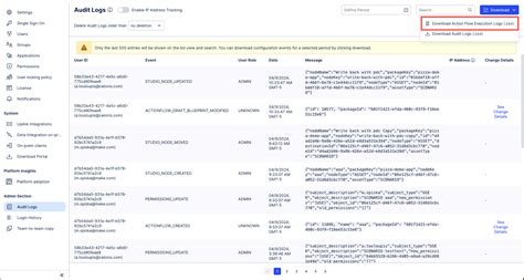 audit logs for action flows