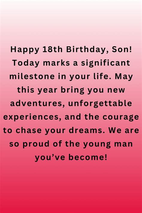 18th Birthday Messages For Son Heartfelt Wishes For Your Special Day