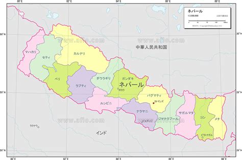ネパール 行政区分図 ベクター地図素材のダウンロード販売 アフロモール