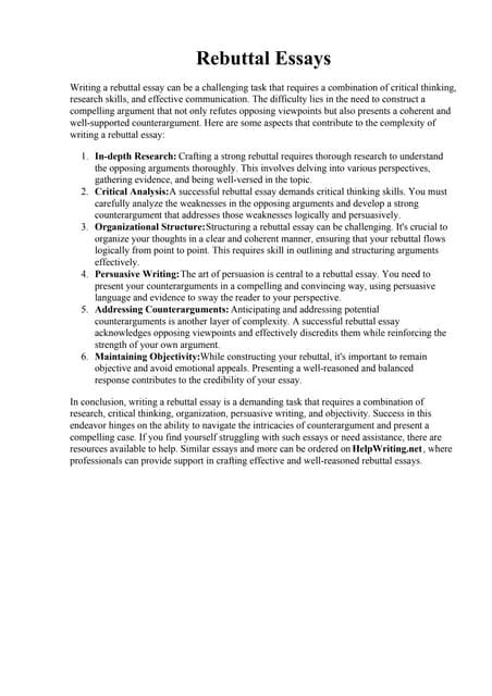 Rebuttal Essays Pdf