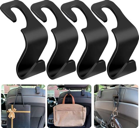 Tao Pipe 4 Pieces Car Storage Hooks Car Plastic Hooks Back Seat Headrest Hooks Storage Hooks