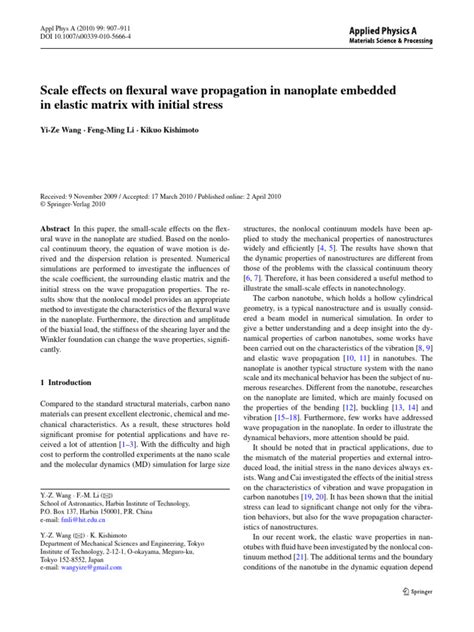 Scale Effects On Flexural Wave Propagation In Nanoplate Embedded In Elastic Matrix With Initial