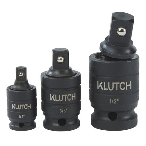 Klutch 3 Pc Pin Free Locking Impact Universal Joint Set