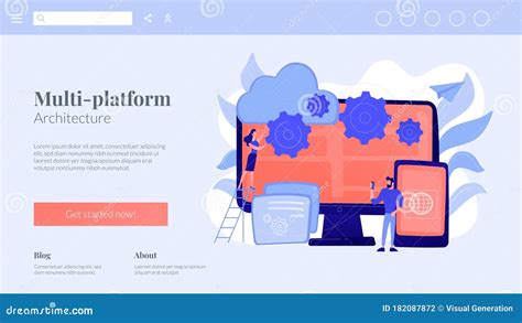 Cross Platform Programming Concept Landing Page Stock Vector Illustration Of Metaphor Data