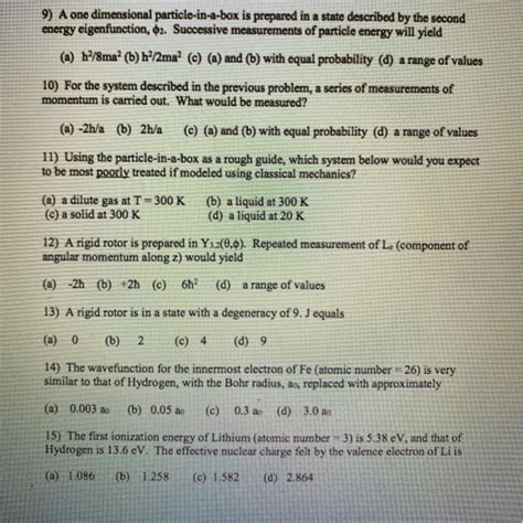 solved 9 a one dimensional particle in a box is prepared in