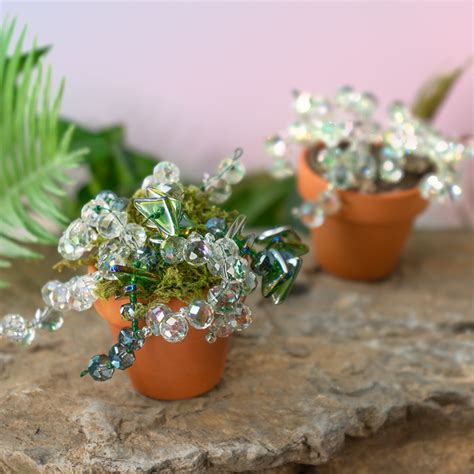 Mini Beaded Plant Kit Beaded Flowers Glass Bead Crafts Terracotta