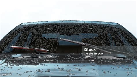 빨간색 실리콘 코팅이있는 자동차 와이퍼는 흰색에 자동차 앞 유리 3d 렌더링에서 물을 청소 유리 닦개에 대한 스톡 사진 및 기타 이미지 유리 닦개 실리콘 재료 유리