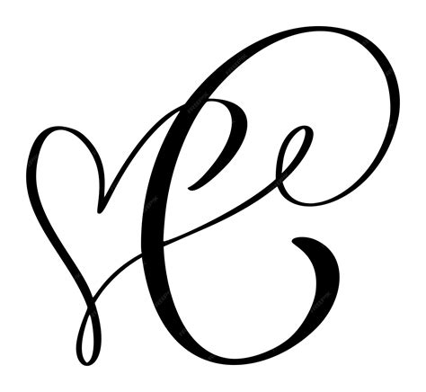 Premium Vector Script Capital Font Logo Calligraphy Love Letter C Initial Hand Drawn Vector Brush