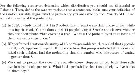 Solved For The Following Scenarios Determine Which Dis