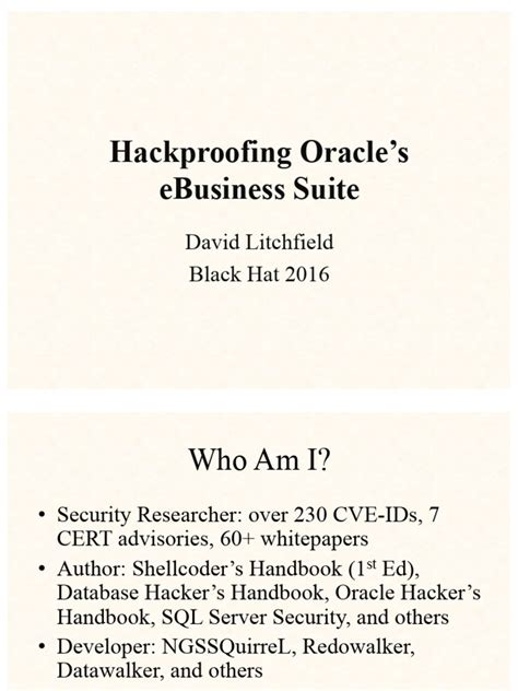 us 16 litchfield hackproofing oracle ebusiness suite pdf computing information technology