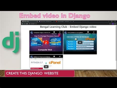 How To Embed Video In Django Video Grid Website By Django Embed YouTube Video YouTube