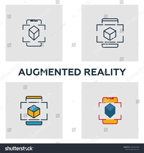 Augmented Reality Icon Set Four Elements Stock Vector Royalty Free 1487333339 Shutterstock