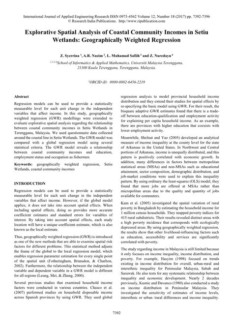 Explorative Spatial Analysis Of Coastal Community Incomes In Setiu