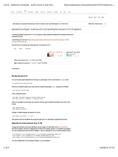 Elantech Touchpad Multi Touch Is Not Working For Kernel 3130 35