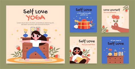 손으로 그린 자기 사랑 디자인 프리미엄 벡터