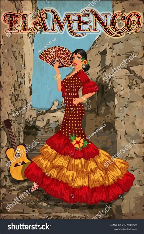 Young Flamenco Dancer Spanish Girl Fan Stock Vector Royalty Free