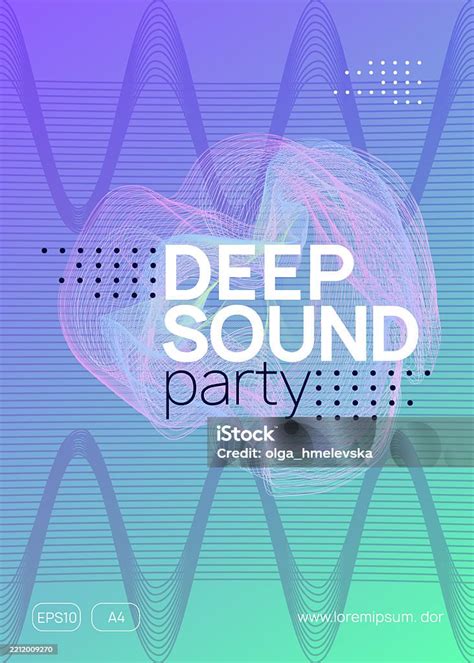 댄스 포스터 사운드 콘서트 그래픽 핑크 페스트 세트 녹색 디스코텍 배경 사운드웨이브 비트 초대 나이트 클럽 배너 일렉트로 초대 바이올렛 댄스 포스터 Dj에 대한 스톡 벡터