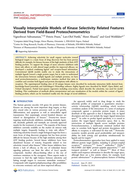 Pdf Visually Interpretable Models Of Kinase Selectivity Related Features Derived From Field