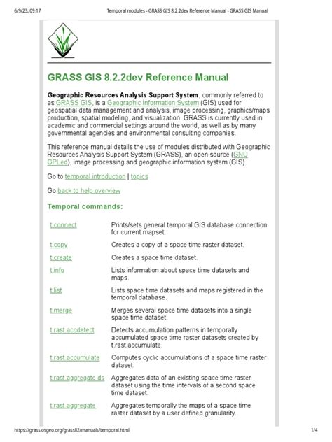 temporal modules grass gis 8 2 2dev reference manual grass gis