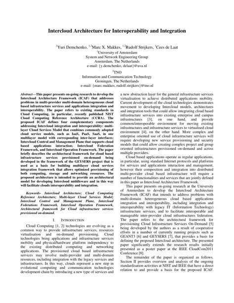 Pdf Intercloud Architecture For Interoperability And Integration