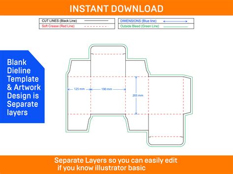 Resizable And Editable Tuck End Cosmetic Box Dieline Template And 3d
