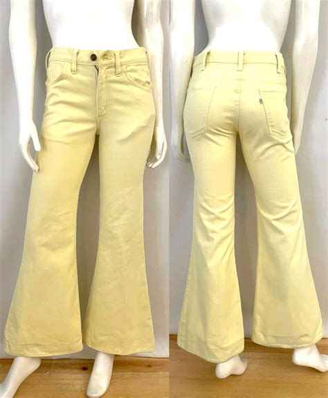 Vintage 70s Yellow Levis 687 Bell Bottom Jeans Size 6 Etsy