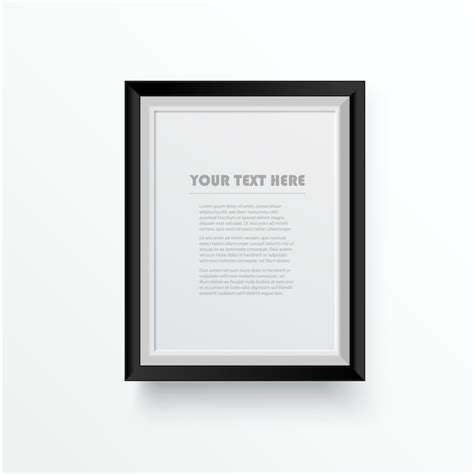 검은 테두리와 흰색 나무 사진 프레임 프리미엄 벡터