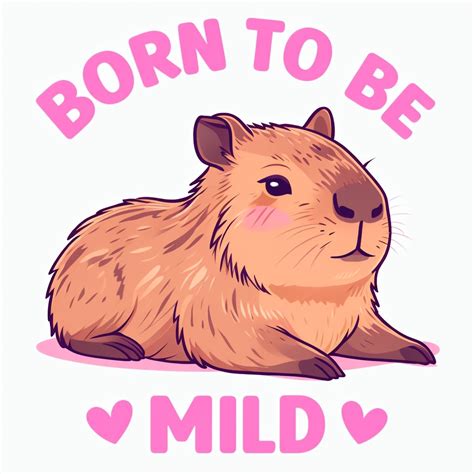 Cute Cartoon Capybara With Born To Be Mild Text Mug Playground